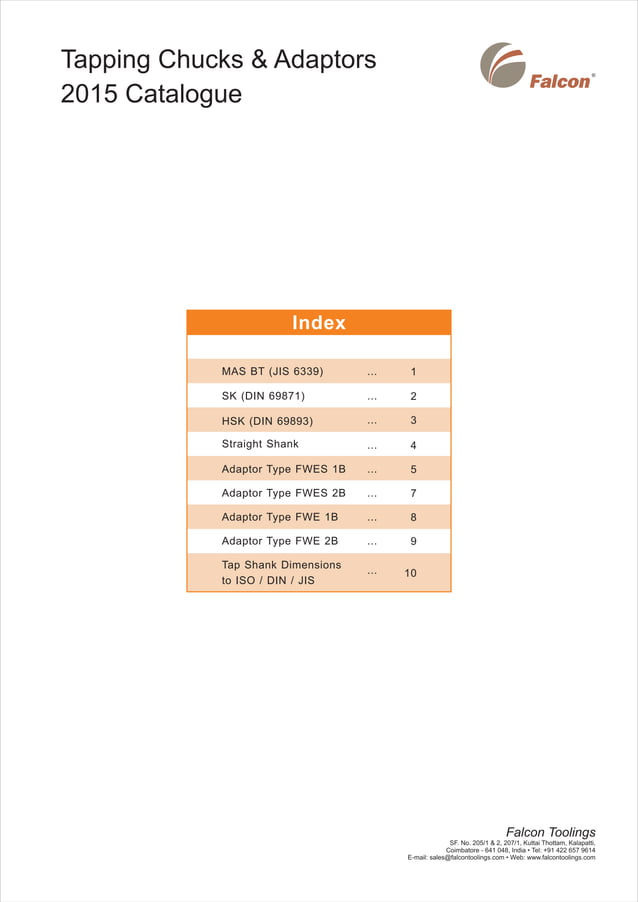 Falcon tapping holders catalogue 2015 | PDF | Computer Peripherals ...