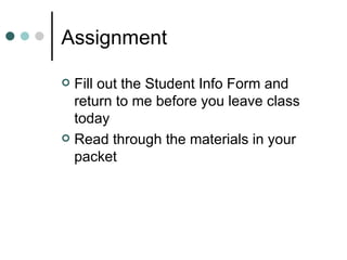 Fall 07 Digital Photography Class Orientation | PPT