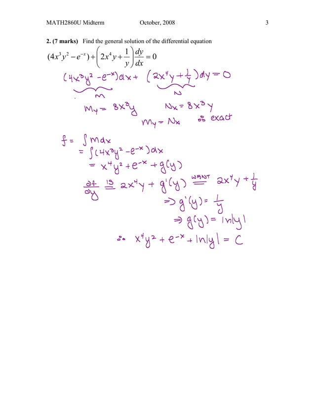 Fall 2008 midterm solutions | PDF