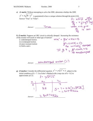 Fall 2008 midterm solutions | PDF