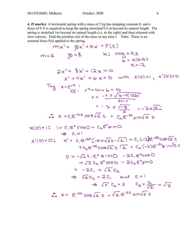 Fall 2008 midterm solutions | PDF