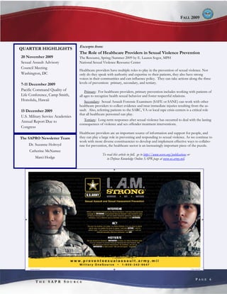 Fall 2009 Sexual Assault Prevention Newsletter | PDF | Sexual ...