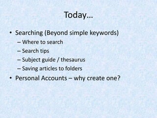 EBSCOHost Advanced Features Workshop | PPT