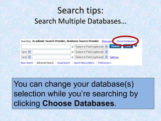 EBSCOHost Advanced Features Workshop | PPT