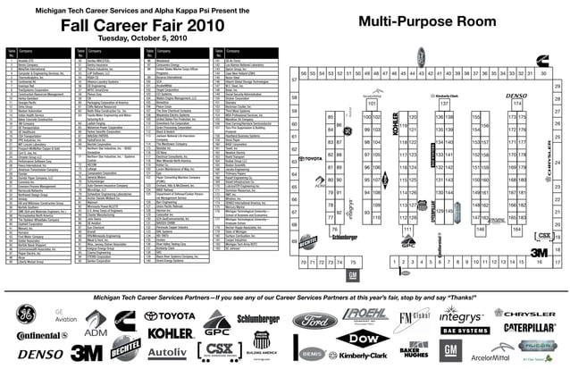 Fall 2010 Career Fair Map | PDF | Job Fairs | Job Search