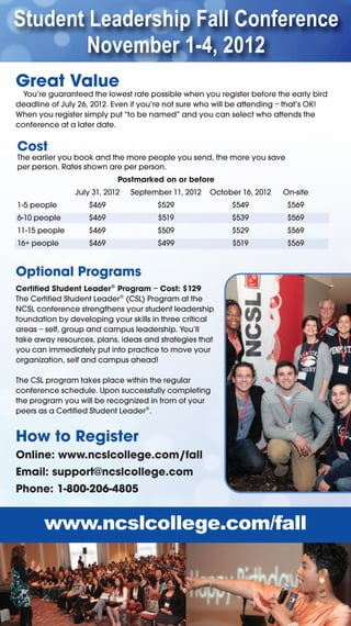 National Center for Student Leadership Fall 2012 Conference | PDF