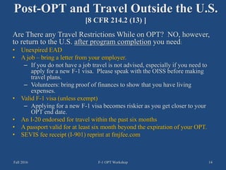 Fall 2016 OPT Presentation | PPT