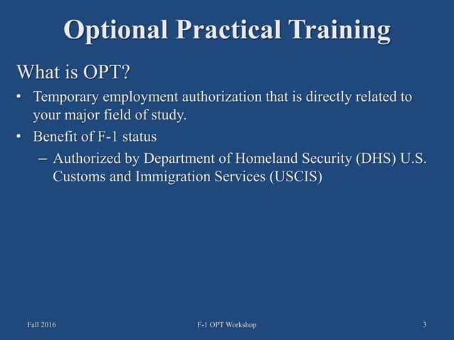 Fall 2016 OPT Presentation | PPT