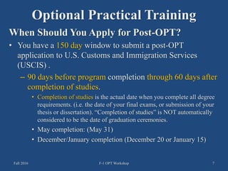 Fall 2016 OPT Presentation | PPT