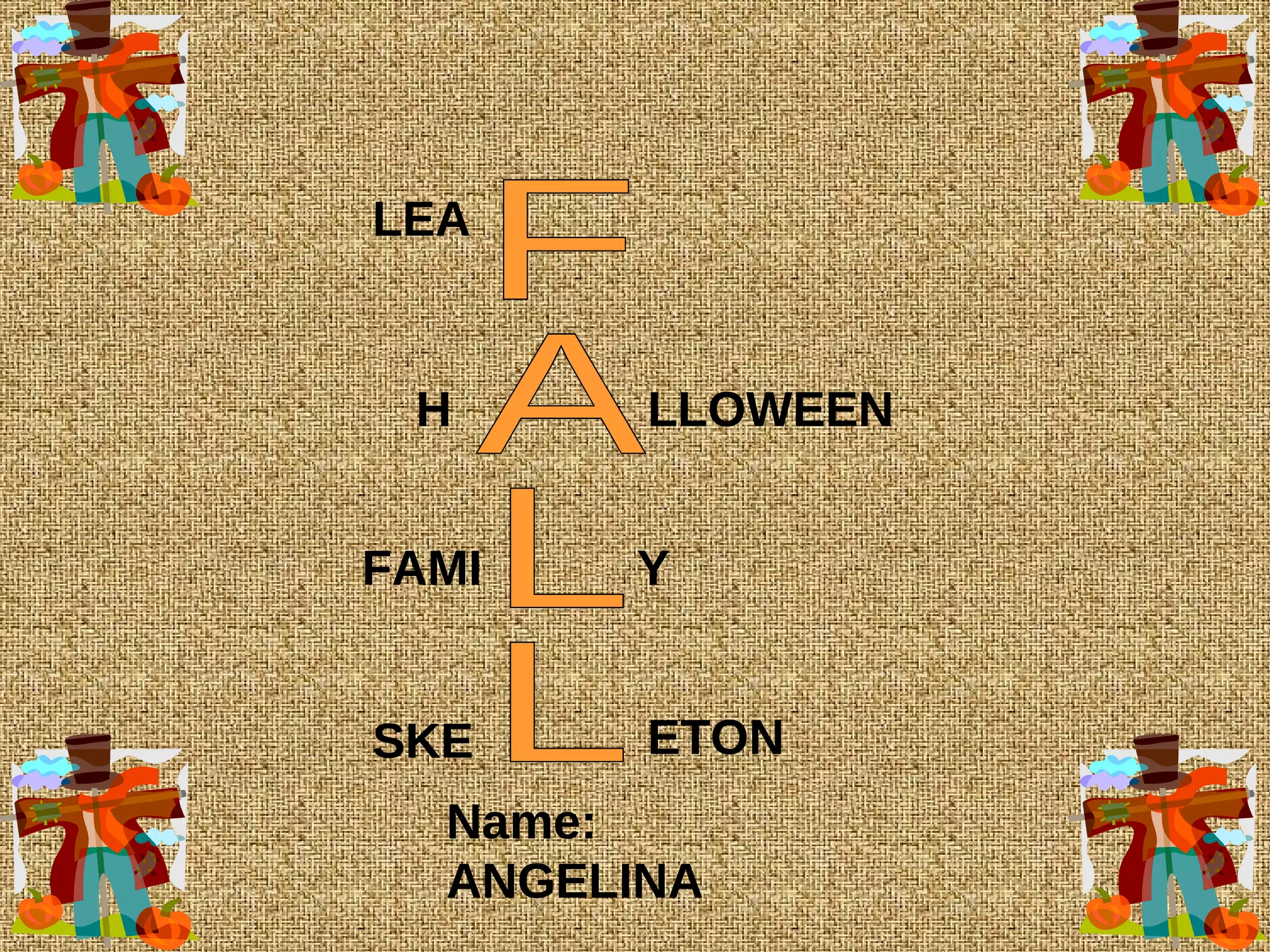 Fall Acrostic Powerpoint Second Grade Brown | PPT