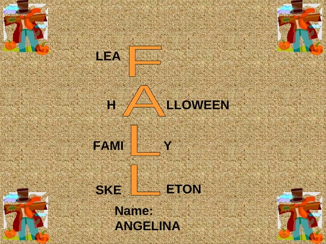 Fall Acrostic Powerpoint Second Grade Brown | PPT