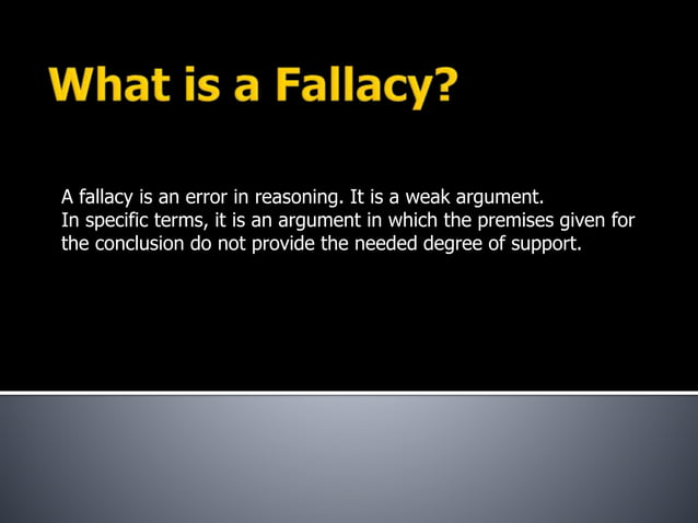 Fallacy lecture slippery slope, ad hominem, hasty generalization