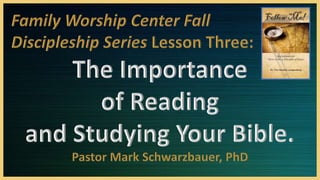 Fall Discipleship Series Part 3 The Importance of Reading and Studying ...