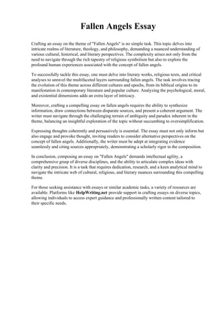 Fallen Angels Essay. Allan Hancock College | PDF