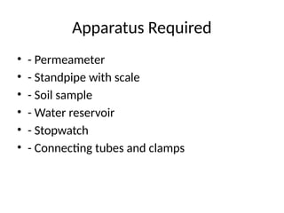 Falling Head Permeability Test in Soil Mechanics | PPTX