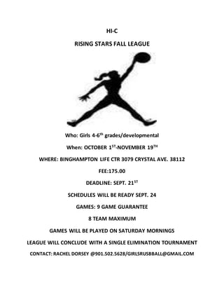 Rising Stars Fall League | DOCX