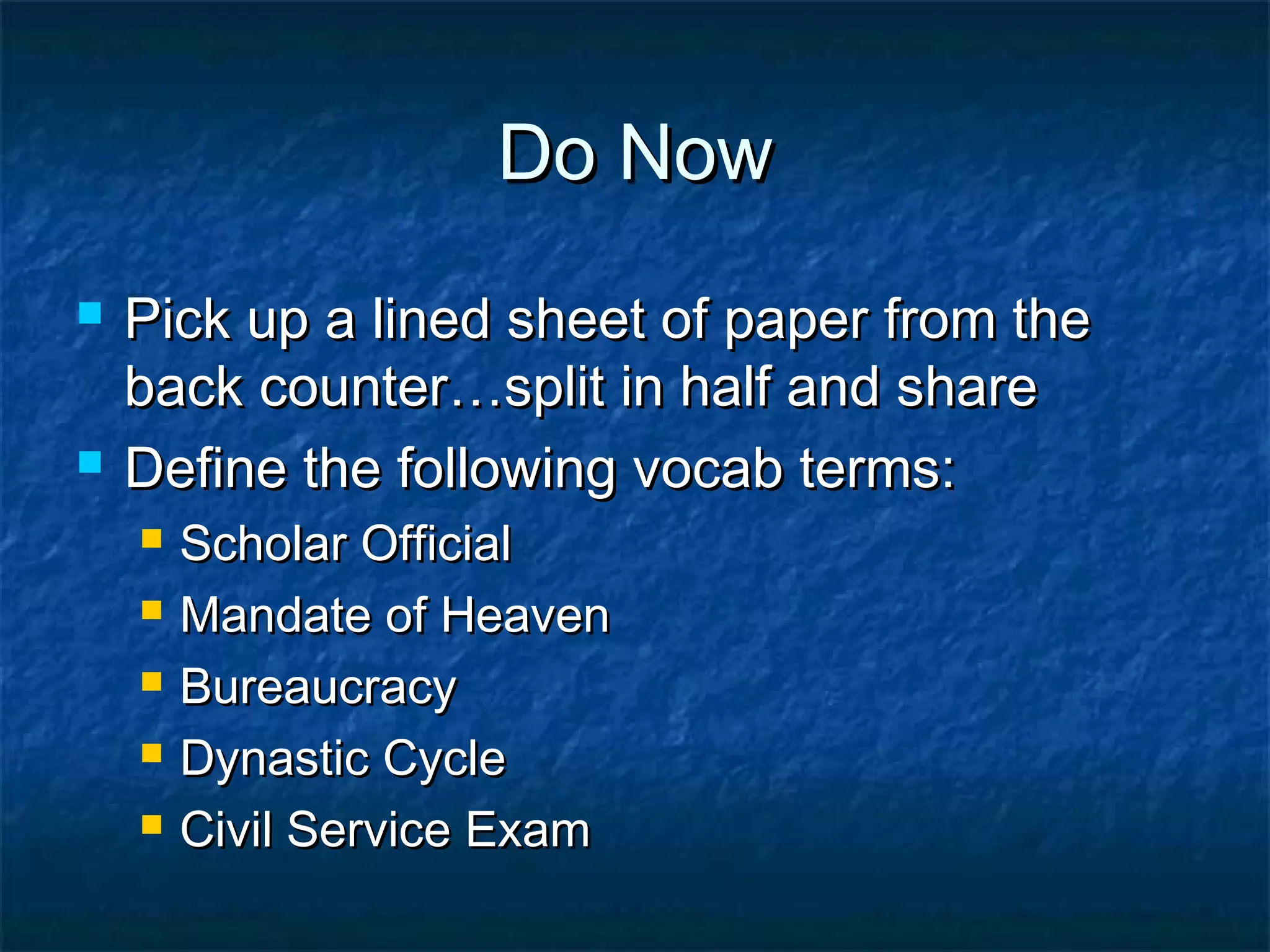 Mandate of Heaven and Dynastic Cycle | PPT