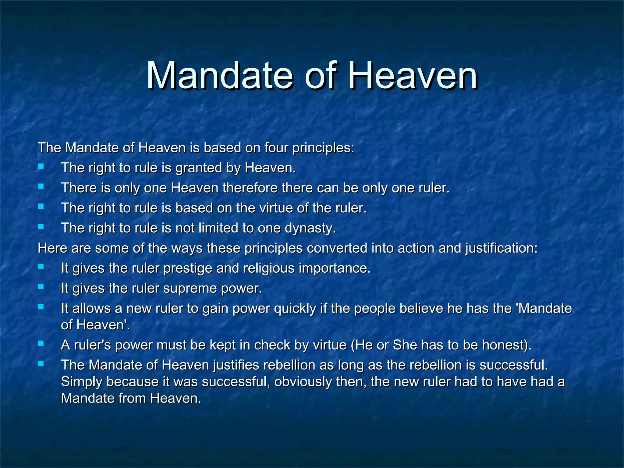 Mandate of Heaven and Dynastic Cycle | PPT
