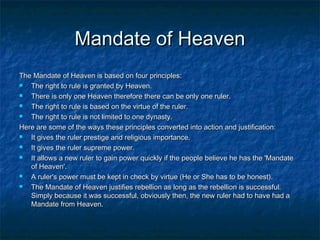 Mandate of Heaven and Dynastic Cycle | PPT