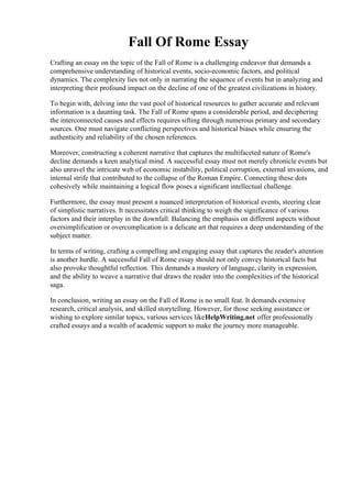 Fall Of Rome Essay | PDF