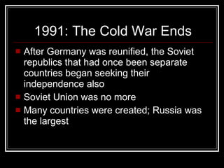 Fall of the Soviet Union and end of the Cold War | PPT