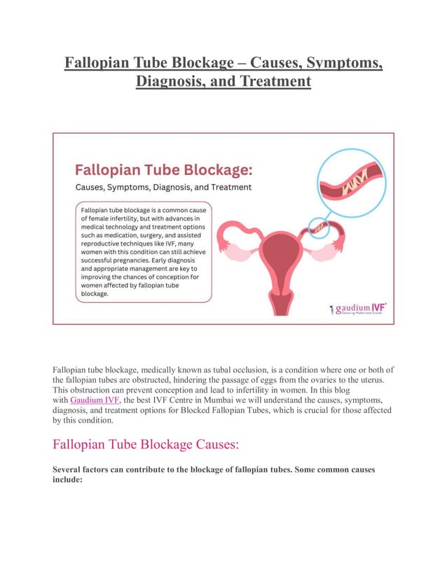 Fallopian Tube Blockage- Causes, Symptoms | PDF | Pregnancy ...