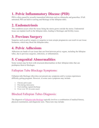 Fallopian Tube Blockage- Causes, Symptoms | PDF