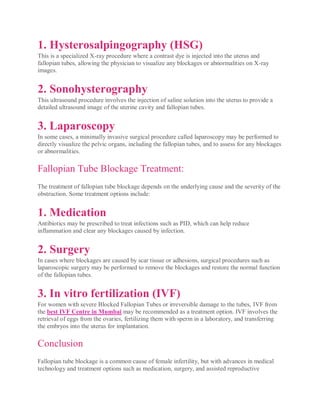 Fallopian Tube Blockage- Causes, Symptoms | PDF