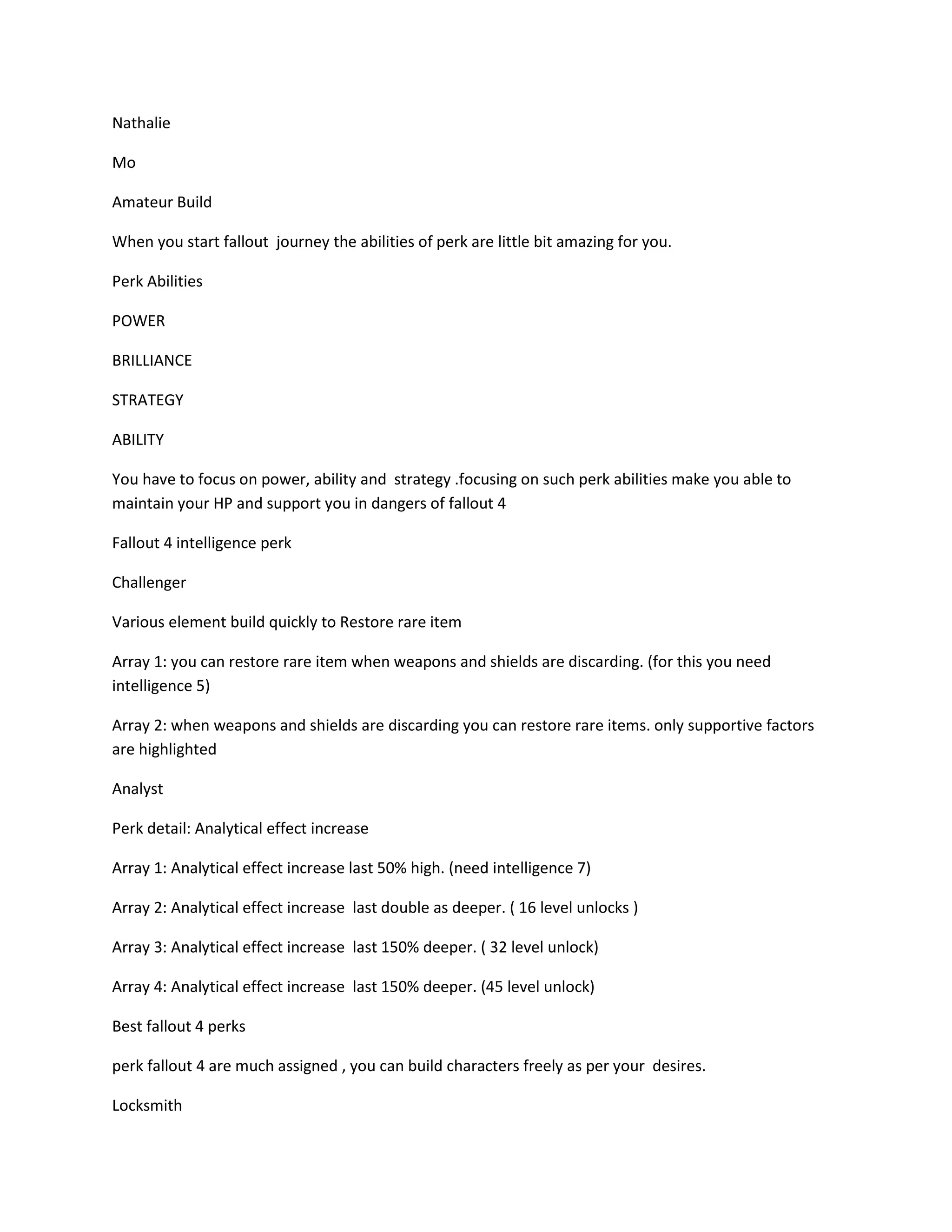 Fallout 4 perk chart | PDF