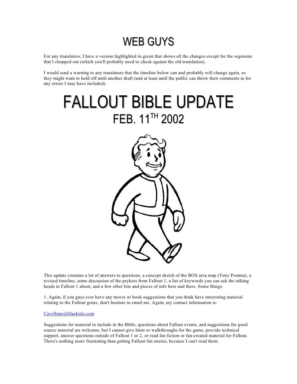 Fallout Bible Part One – Fallout Wiki:Fallout canon – AWBR