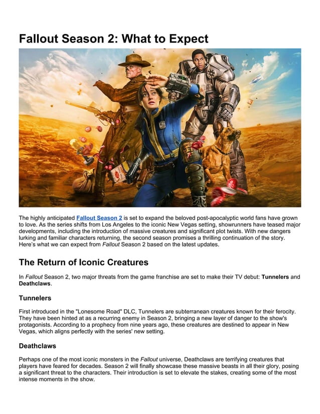Fallout Season 2: New Vegas, Iconic Creatures, and Plot Twists.docx