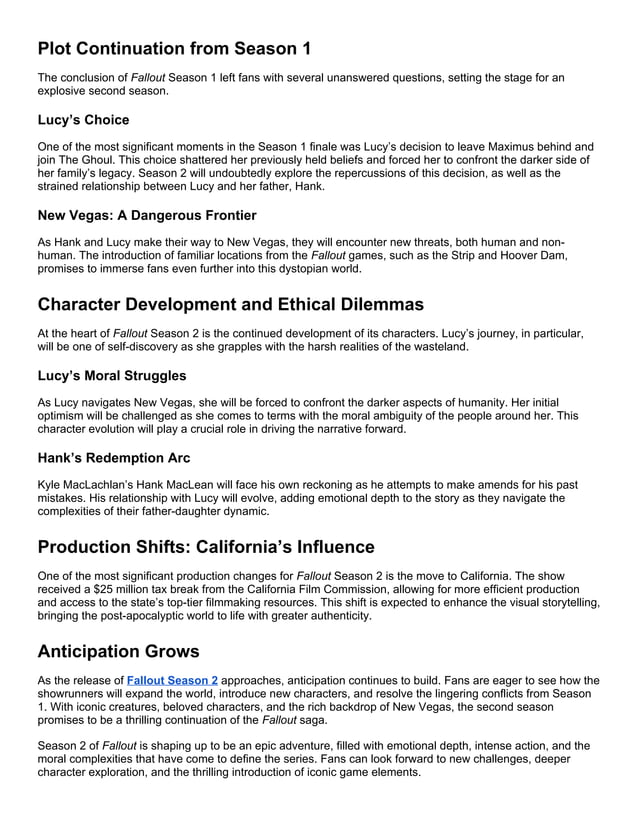 Fallout Season 2: New Vegas, Iconic Creatures, and Plot Twists.docx