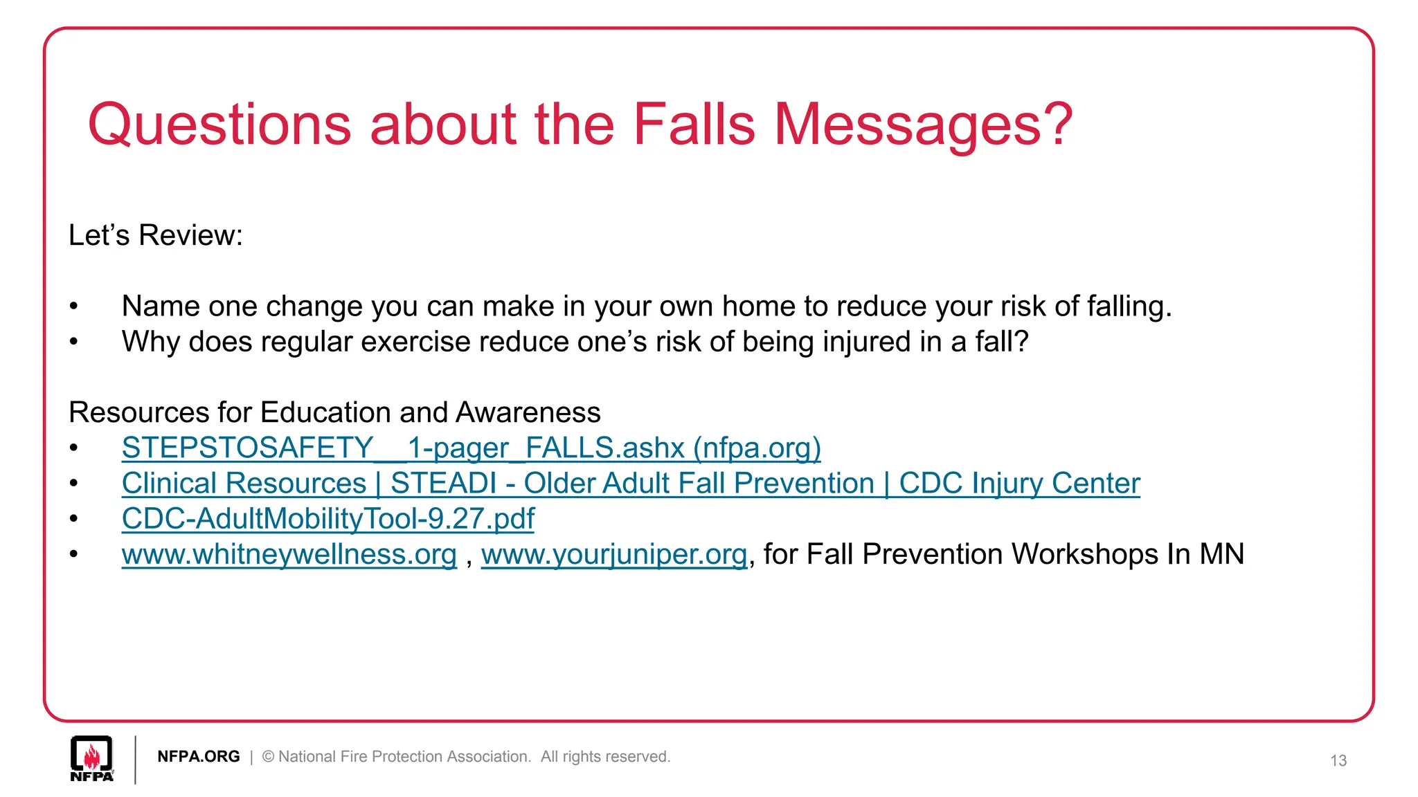 Fall Prevention for Older Adults in the community | PPTX
