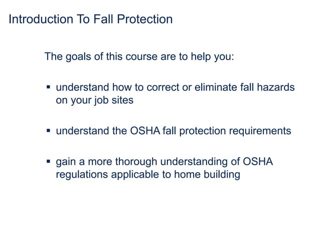 Fall Protection course objective awareness | PPT
