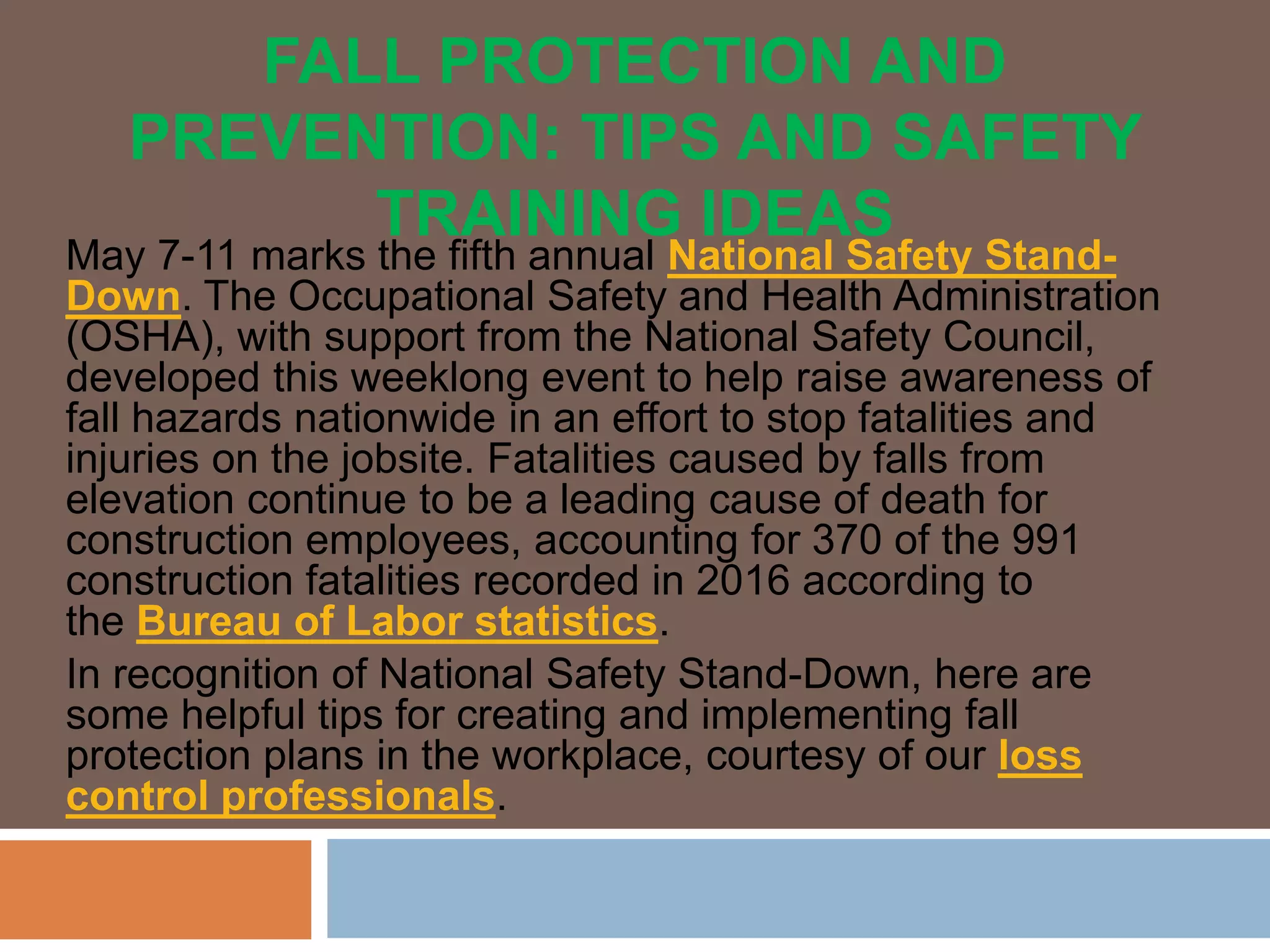 Fall protection and prevention | PPTX