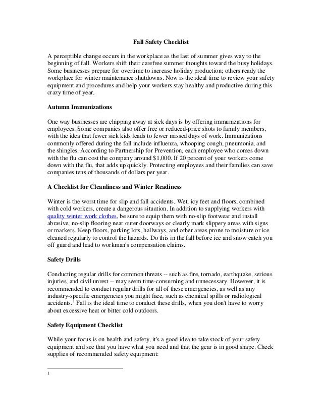 Fall Safety Checklist