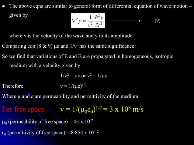 electromagnetic wave equation | PPT | Physics | Science