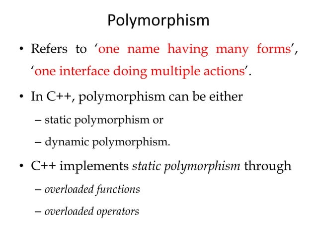 Presentation on polymorphism in c++.pptx | Programming Languages | Computing