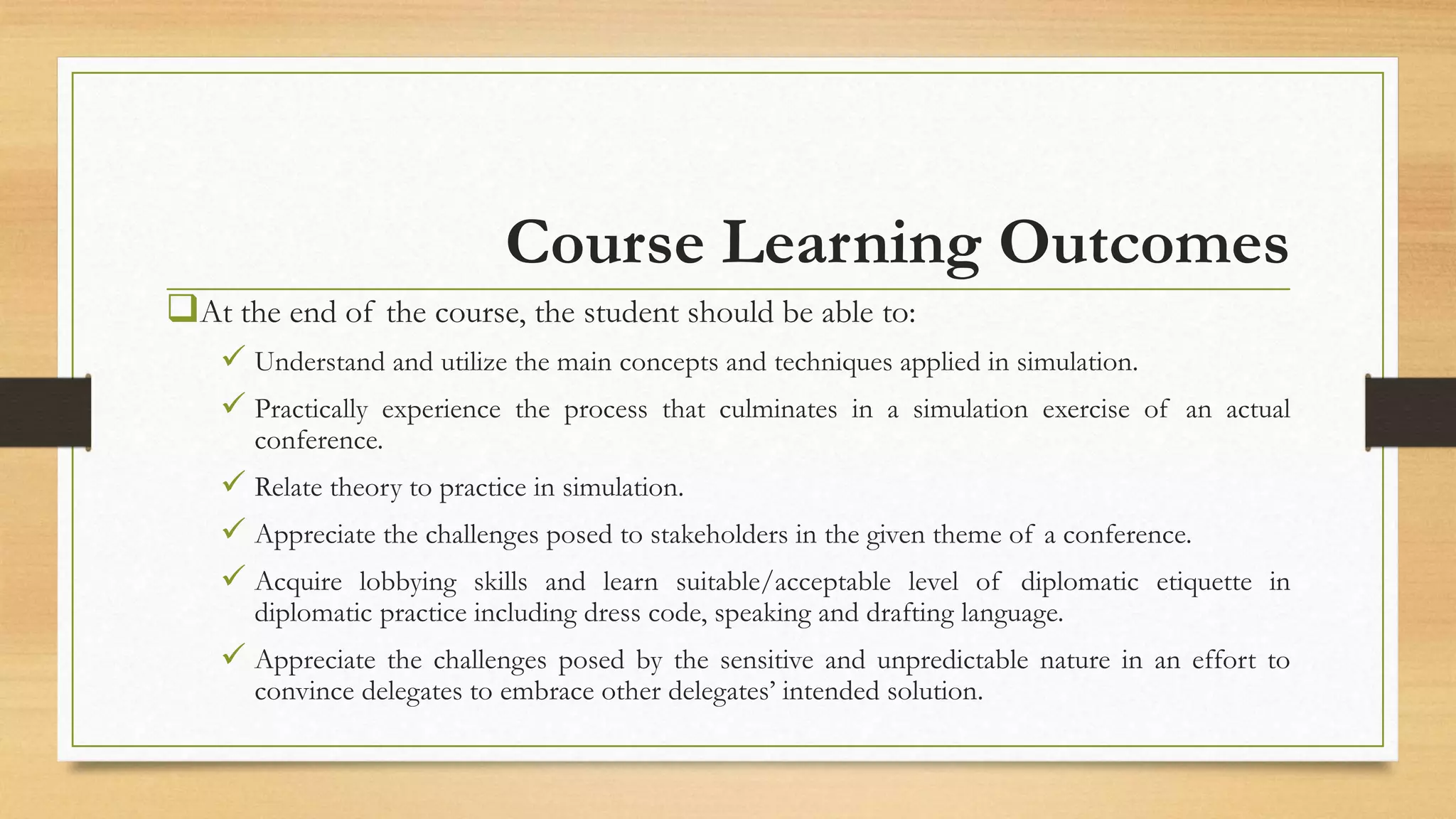 Fall Semester IRL 3110 A- Simulation Exercise _ Course Outline.pptx