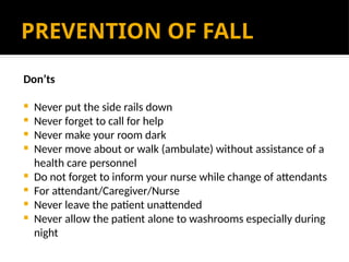 prevention of patient fall in the hospital and care of vulnerable ...