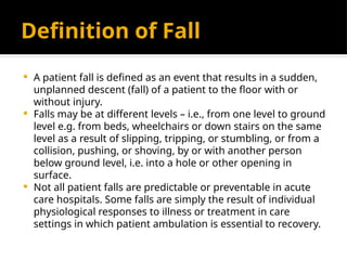 prevention of patient fall in the hospital and care of vulnerable ...