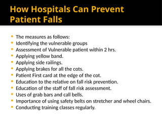 prevention of patient fall in the hospital and care of vulnerable ...