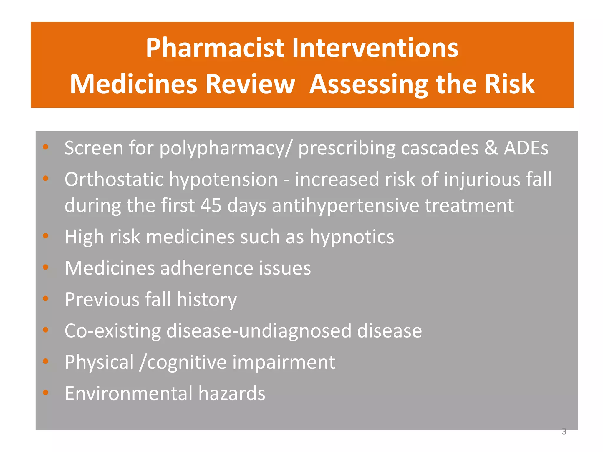 Falls prevention and the role of the pharmacist | PPTX