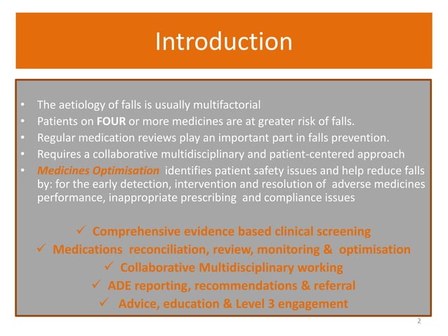 Falls prevention and the role of the pharmacist | PPTX