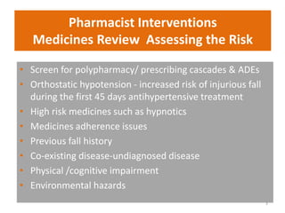 Falls prevention and the role of the pharmacist | PPTX