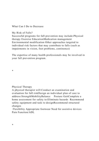Falls Risk Reduction And PreventionPhysical th.docx