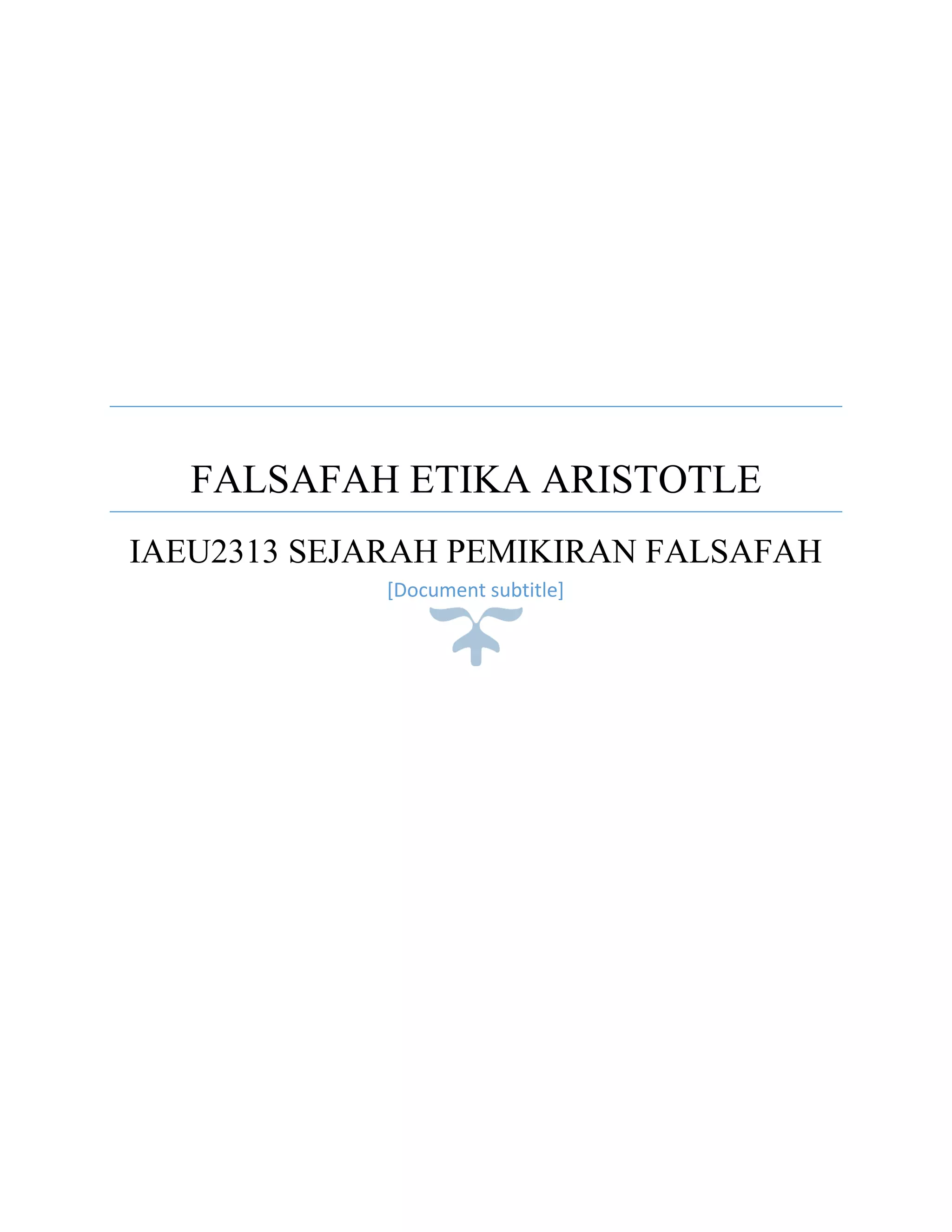 FALSAFAH ETIKA ARISTOTLE | PDF
