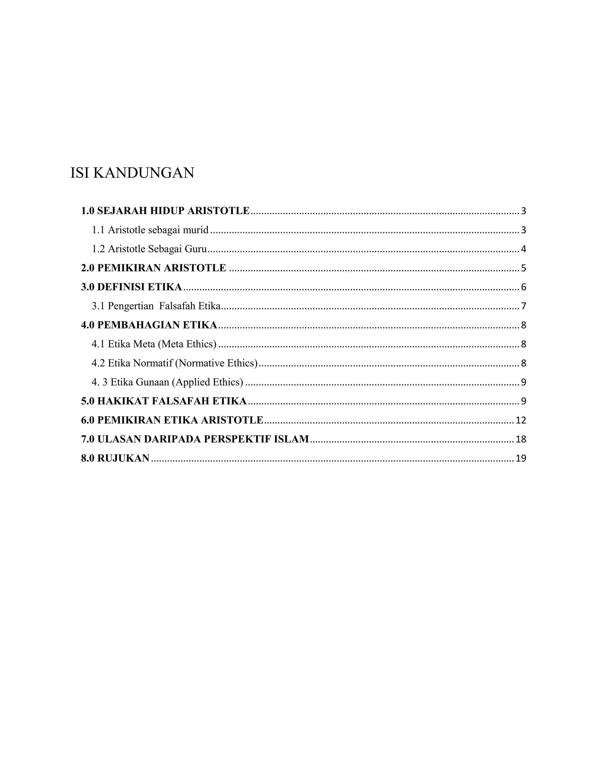 FALSAFAH ETIKA ARISTOTLE | PDF