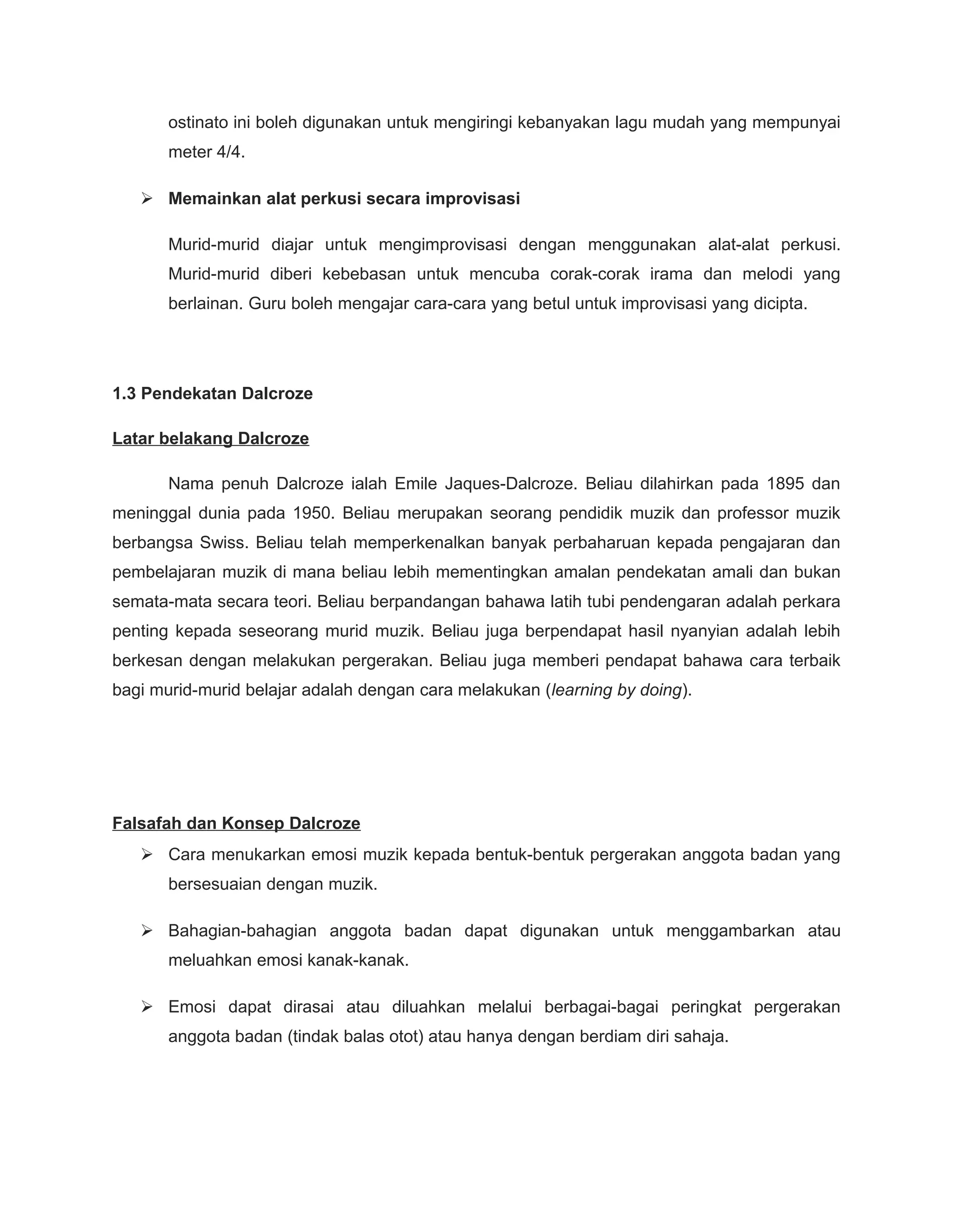 Falsafah kodaly, orff & dalcroze | DOC