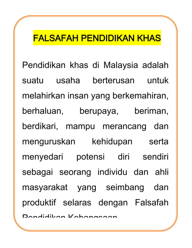 Falsafah pend. khas | DOCX